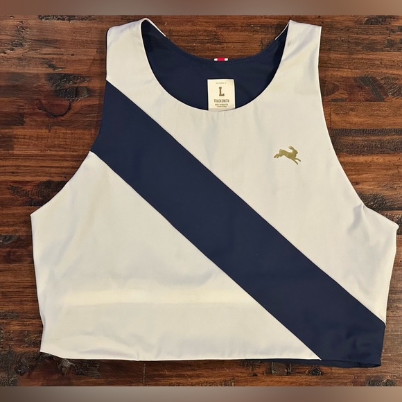 Tracksmith | Tops | Tracksmith Navy And Cream Crop Top | Poshmark